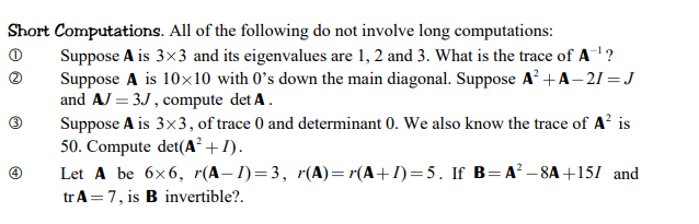 Solved (2 Short Computations. All of the following do not | Chegg.com