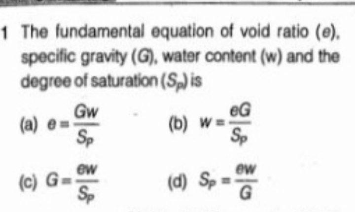 Solved 1 The fundamental equation of void ratio (e). | Chegg.com