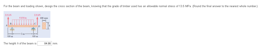 Solved For the beam and loading shown, design the cross | Chegg.com