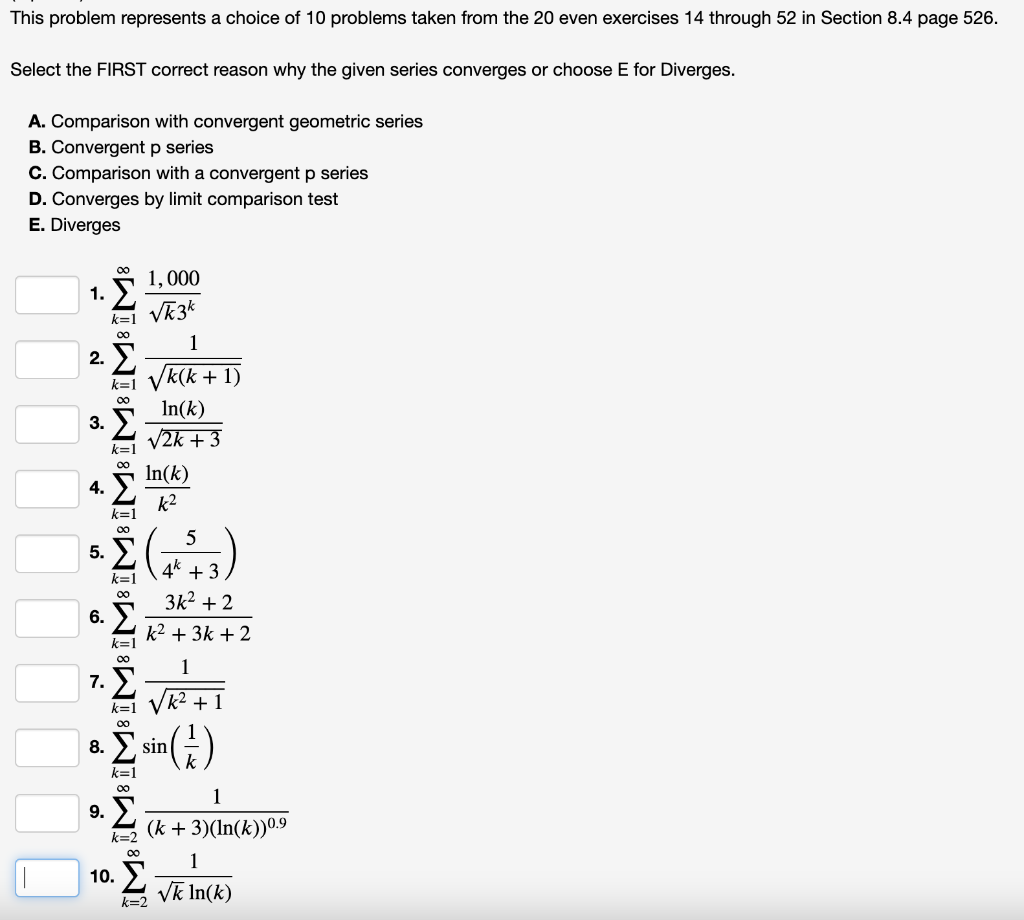 This problem represents a choice of 10 problems taken | Chegg.com