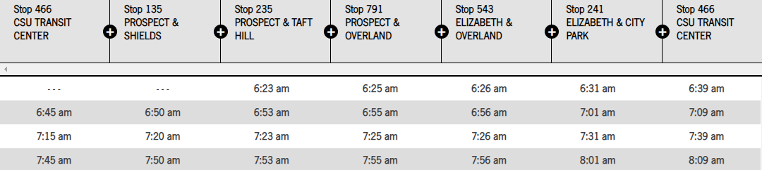 Above is a Transfort bus schedule showing the arrival | Chegg.com