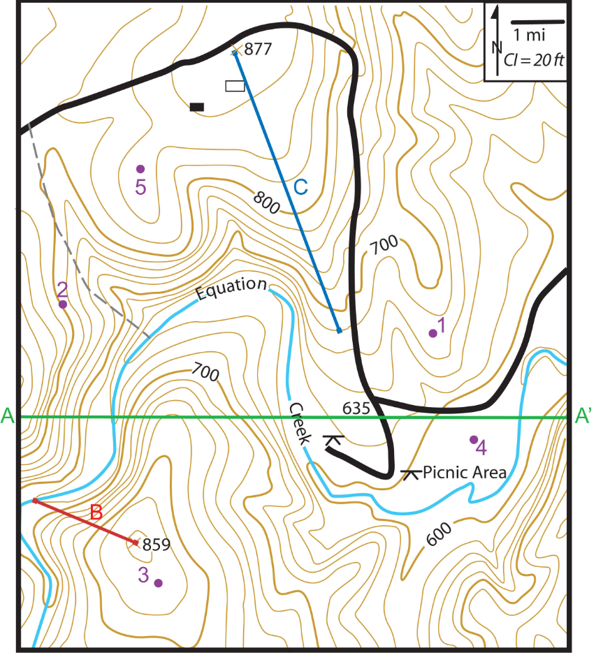 Solved Using The Topographic Map Below Answer The Chegg
