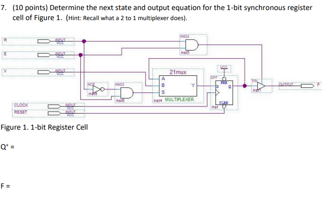 Solved 7. (10 points) Determine the next state and output | Chegg.com