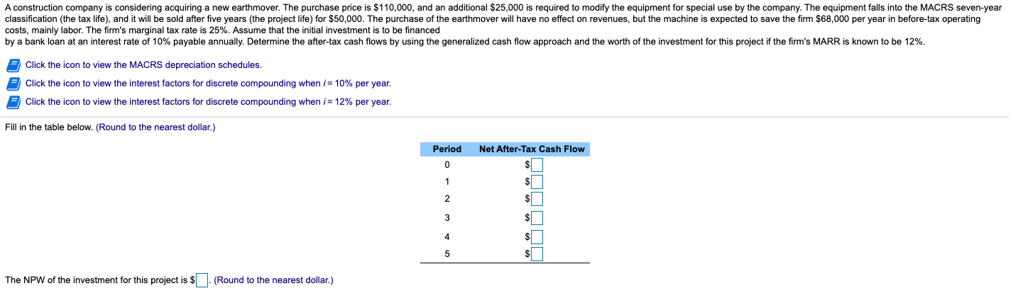Solved A construction company is considering acquiring a new | Chegg.com