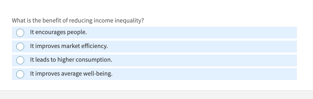 Solved What is the benefit of reducing income inequality?It | Chegg.com