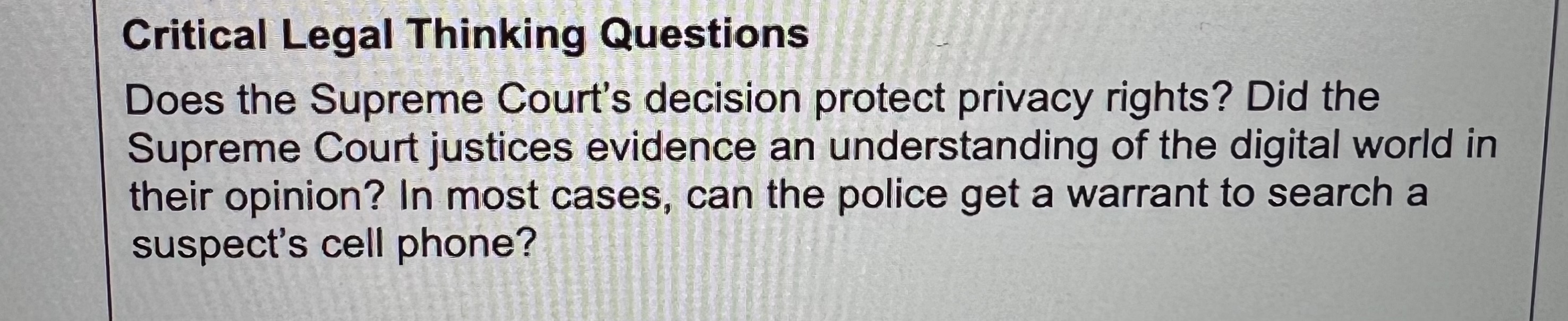 Solved Critical Legal Thinking QuestionsDoes the Supreme | Chegg.com