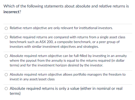 Solved Which of the following statements about absolute and | Chegg.com