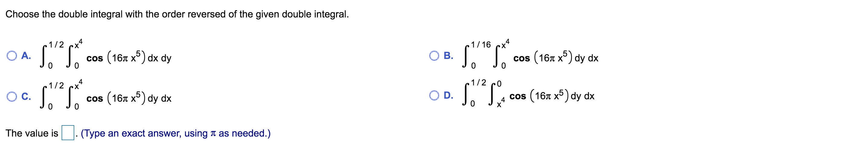 Solved Sketch the region of integration, reverse the order | Chegg.com