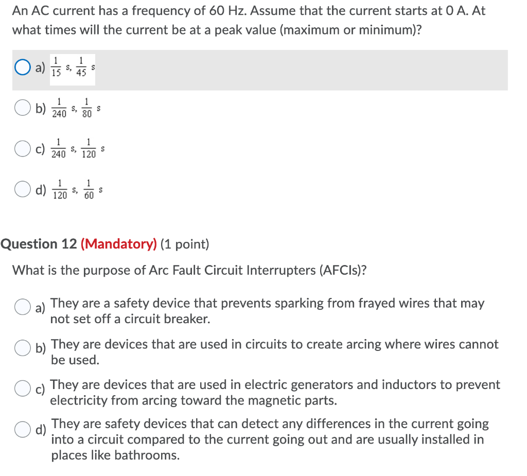 Solved An AC current has a frequency of 60 Hz. Assume that | Chegg.com