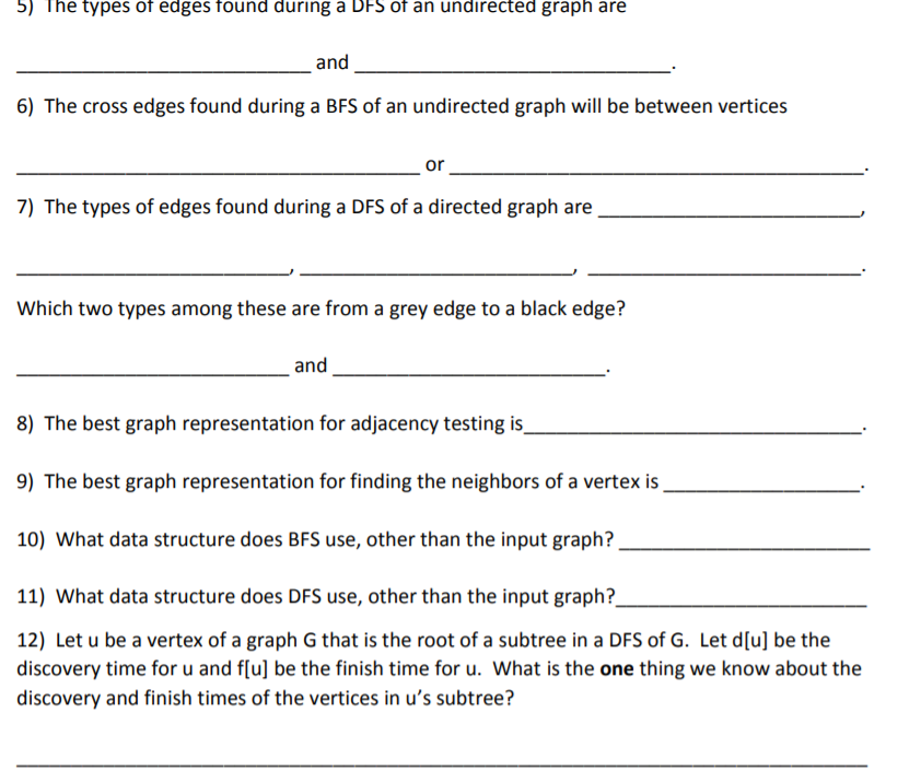 Solved 5) The types of edges found during a DFS of an | Chegg.com