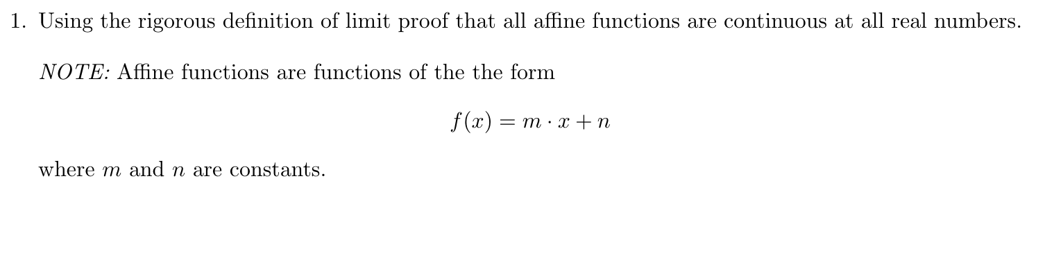 Solved 1. Using the rigorous definition of limit proof that | Chegg.com