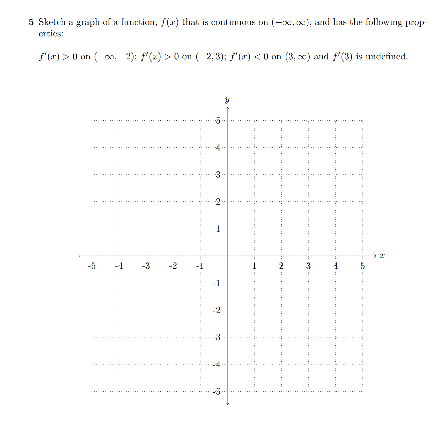 Solved 5 Sketch a graph of a function, f(x) that is | Chegg.com