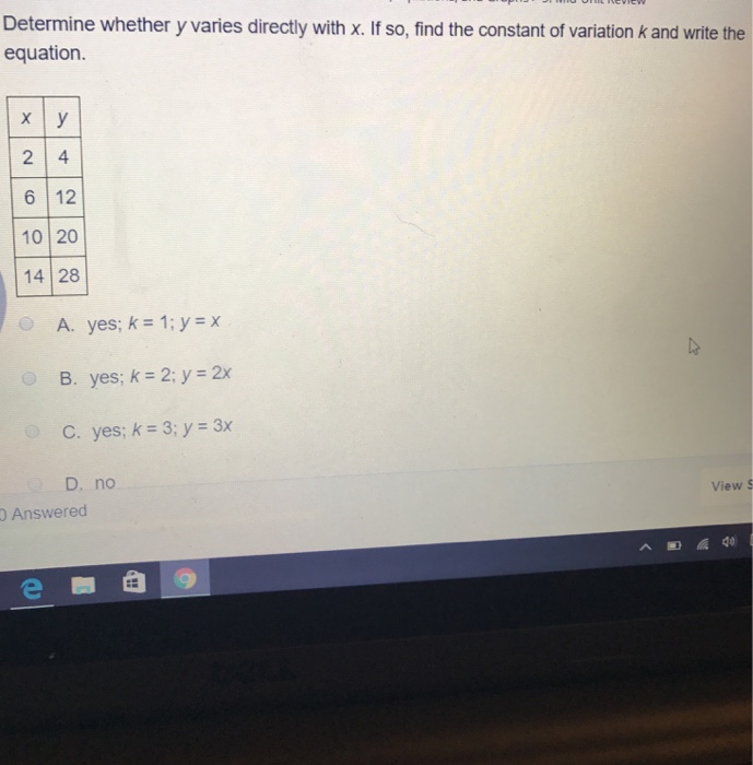 Solved Determine Whether Y Varies Directly With X If So