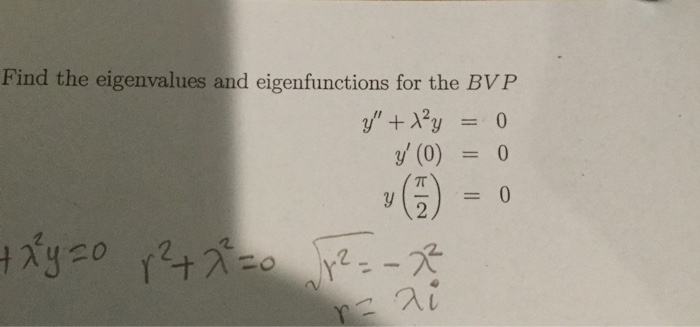 Solved find the eigenvalues and eigenfunctions for the BVP | Chegg.com
