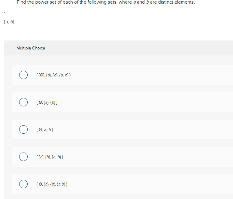 Solved Find the power set of each of the following sets, | Chegg.com