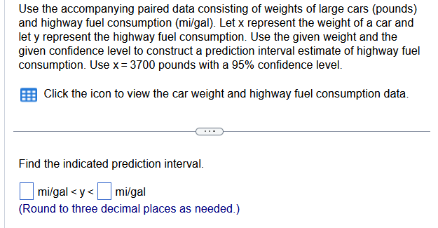 Solved Use the accompanying paired data consisting of | Chegg.com