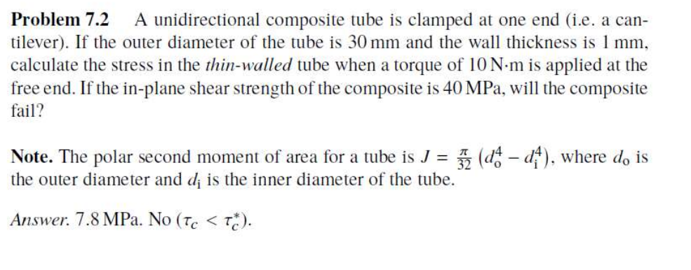 Solved Problem 7.2 A unidirectional composite tube is | Chegg.com