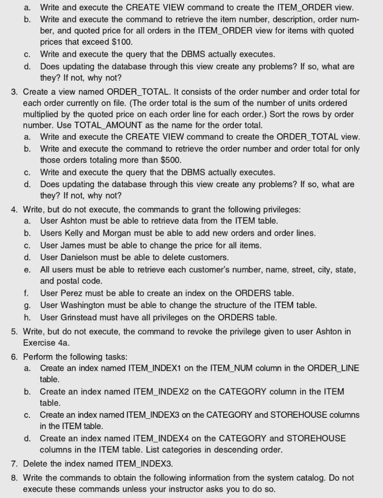 Solved Exercises TAL Distributors Use SQL to make the | Chegg.com