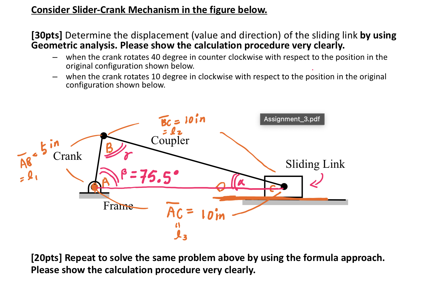Solved Consider Slider-Crank Mechanism in the figure | Chegg.com