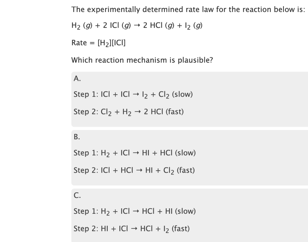 Solved The experimentally determined rate law for the | Chegg.com