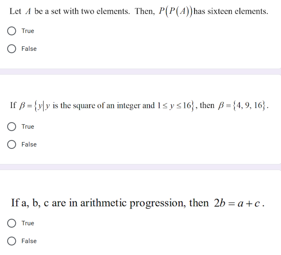 Solved Let A be a set with two elements. Then, P(P(A)) has | Chegg.com