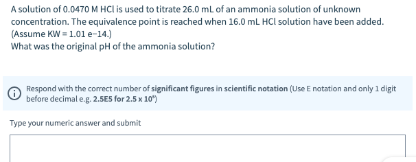 Solved A solution of 0.0470 M HCl is used to titrate 26.0 mL | Chegg.com