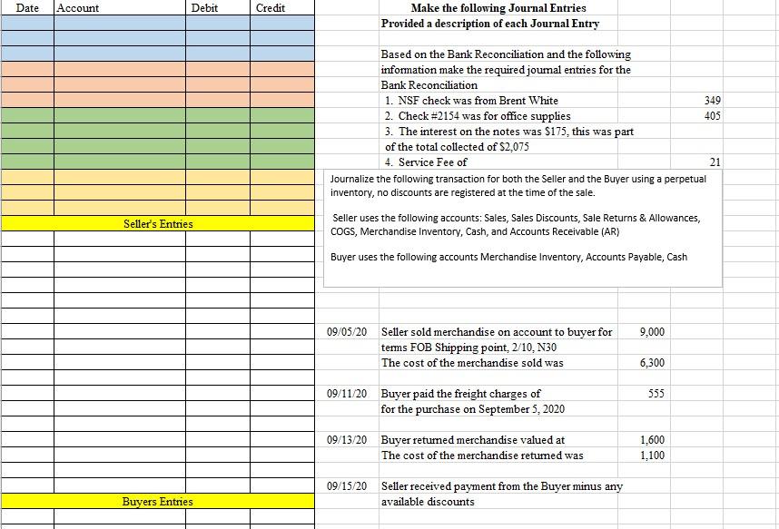 Make the following Journal Entries Provided a | Chegg.com