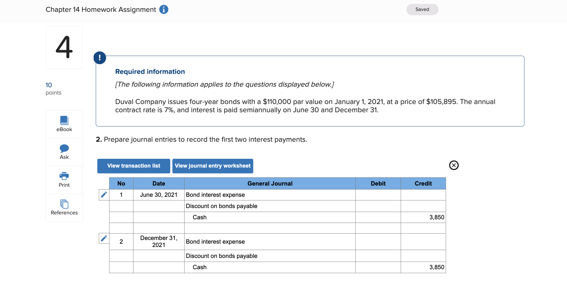 Solved Chapter 14 Homework Assignment i 4 ! Required | Chegg.com