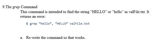 Solved 9the Grep Command This Command Is Intended To Find 