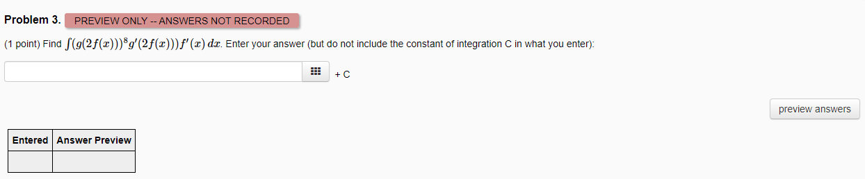 Solved Problem 3. PREVIEW ONLY -- ANSWERS NOT RECORDED (1 | Chegg.com