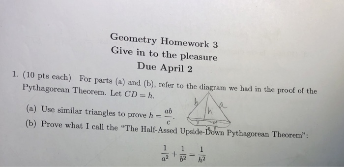 Solved Geometry Homework 3 Give in to the pleasure Due April | Chegg.com