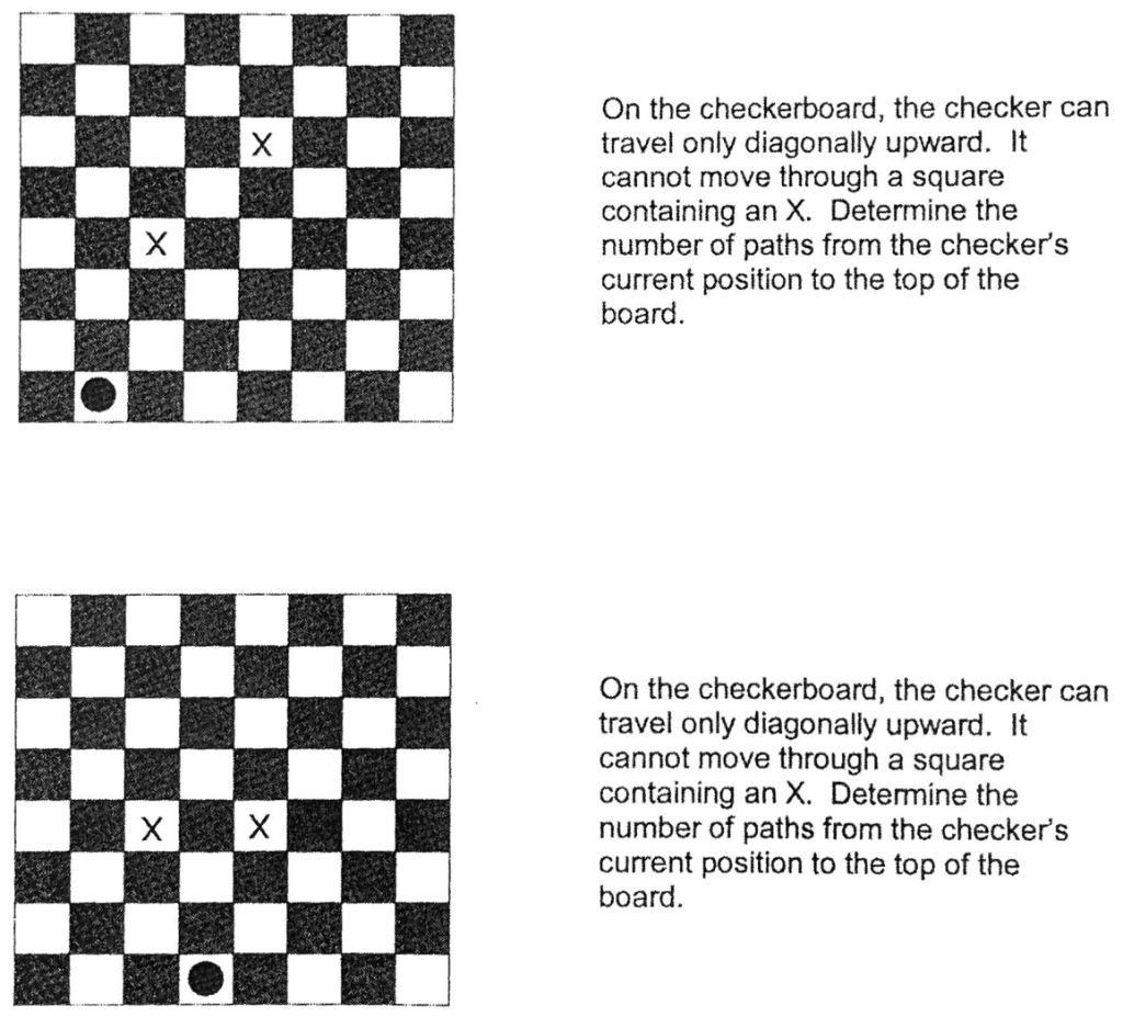 Solved Х On the checkerboard, the checker can travel only | Chegg.com