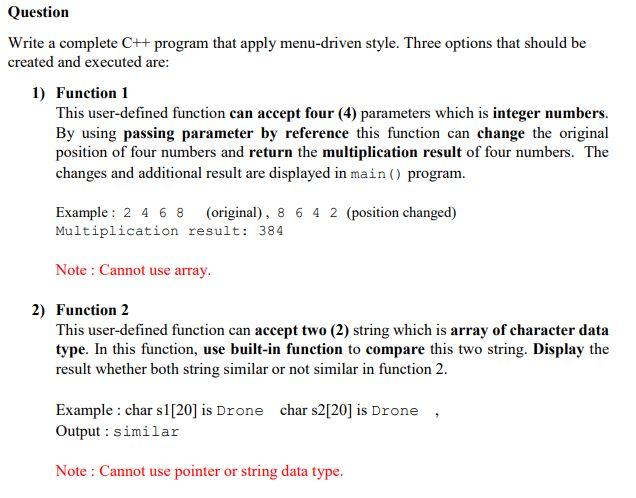 Solved Question Write a complete C++ program that apply | Chegg.com