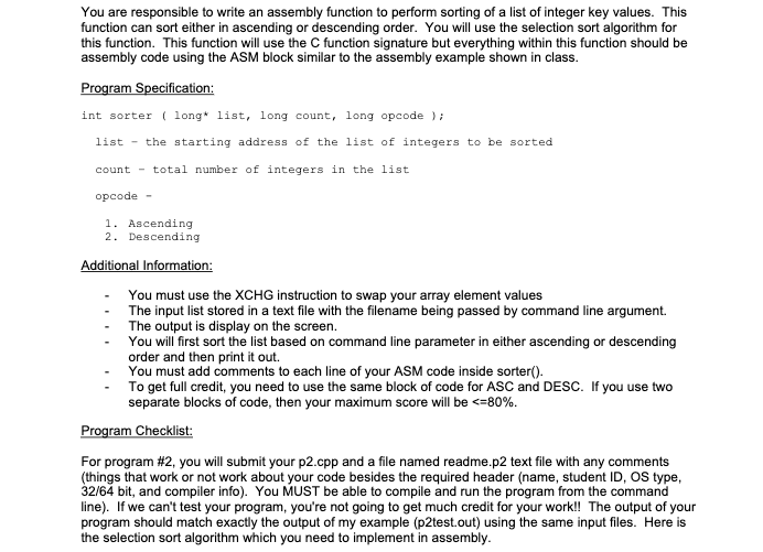 You are responsible to write an assembly function to | Chegg.com