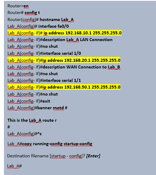 Solved Lab_ A(config)# ip route 192.168.30.0 | Chegg.com