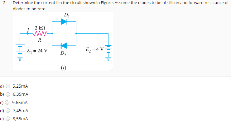 Solved 2- Determine the current I in the circuit shown in | Chegg.com
