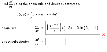 Solved Find dtdf using the chain rule and direct | Chegg.com