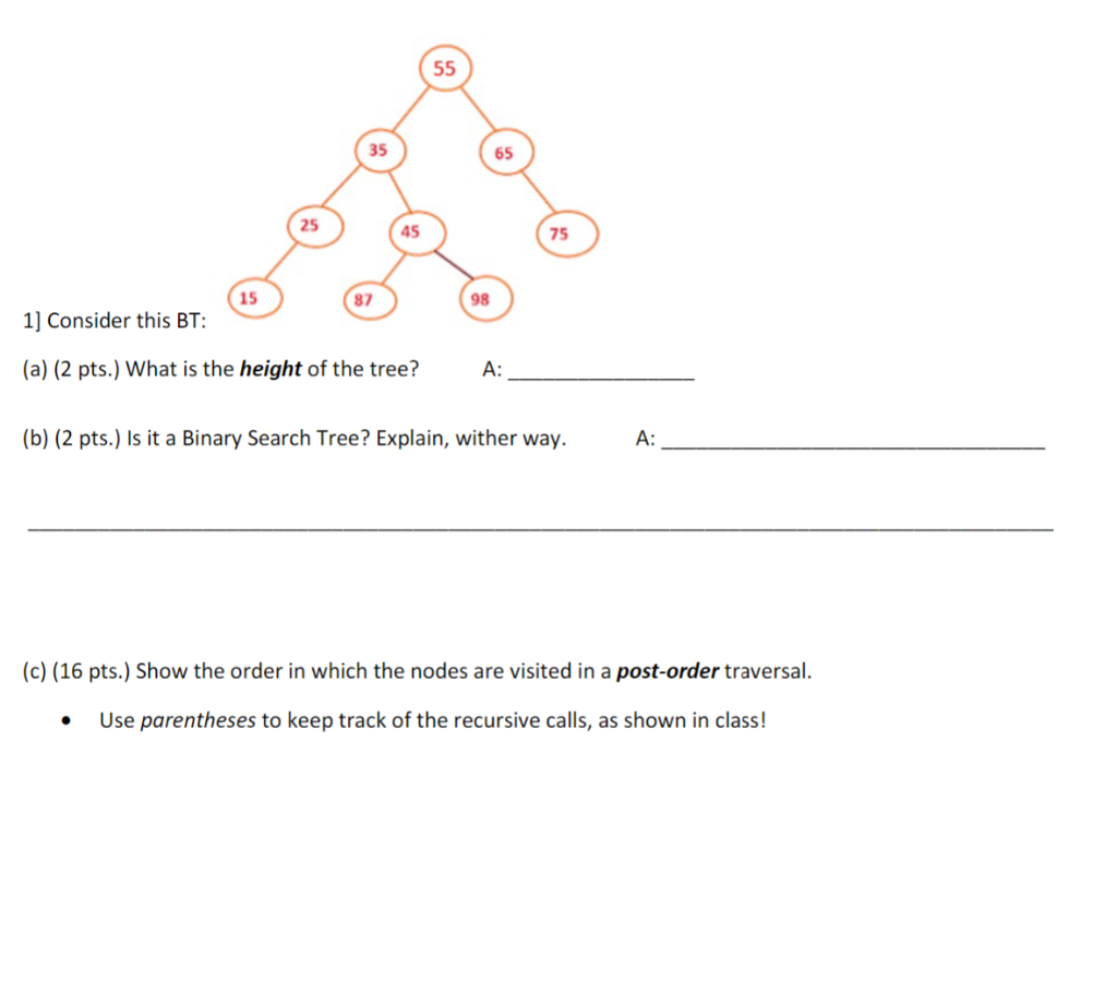 Solved (a) (2 pts.) What is the height of the tree? A: (b) | Chegg.com