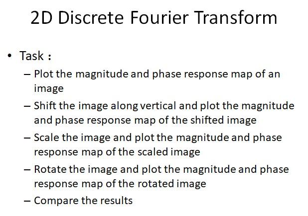 2D Discrete Fourier Transform • Task : - Plot the | Chegg.com