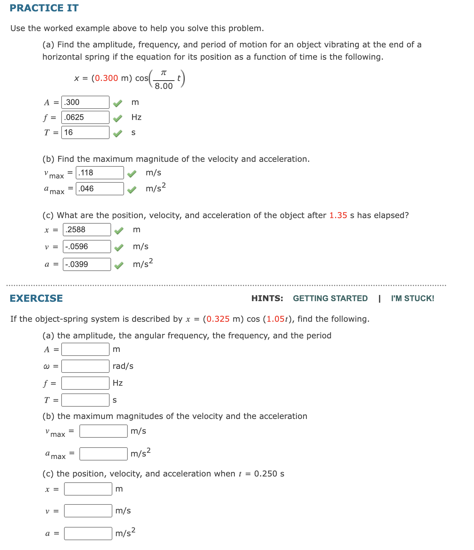 Solved EXERCISEIf the object-spring system is described by x | Chegg.com
