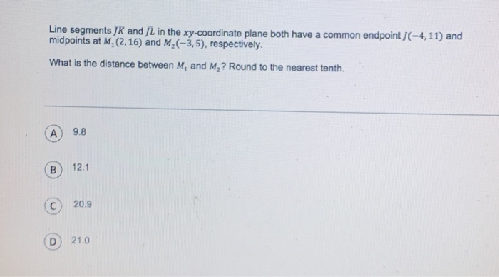 Solved Line segments JK and /L in the xy-coordinate plane | Chegg.com