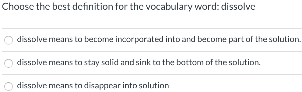 Solved Choose the best definition for the vocabulary word: | Chegg.com