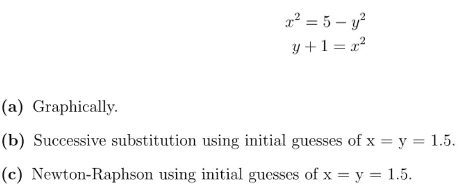 Solved Determine the solution of the simultaneous nonlinear | Chegg.com