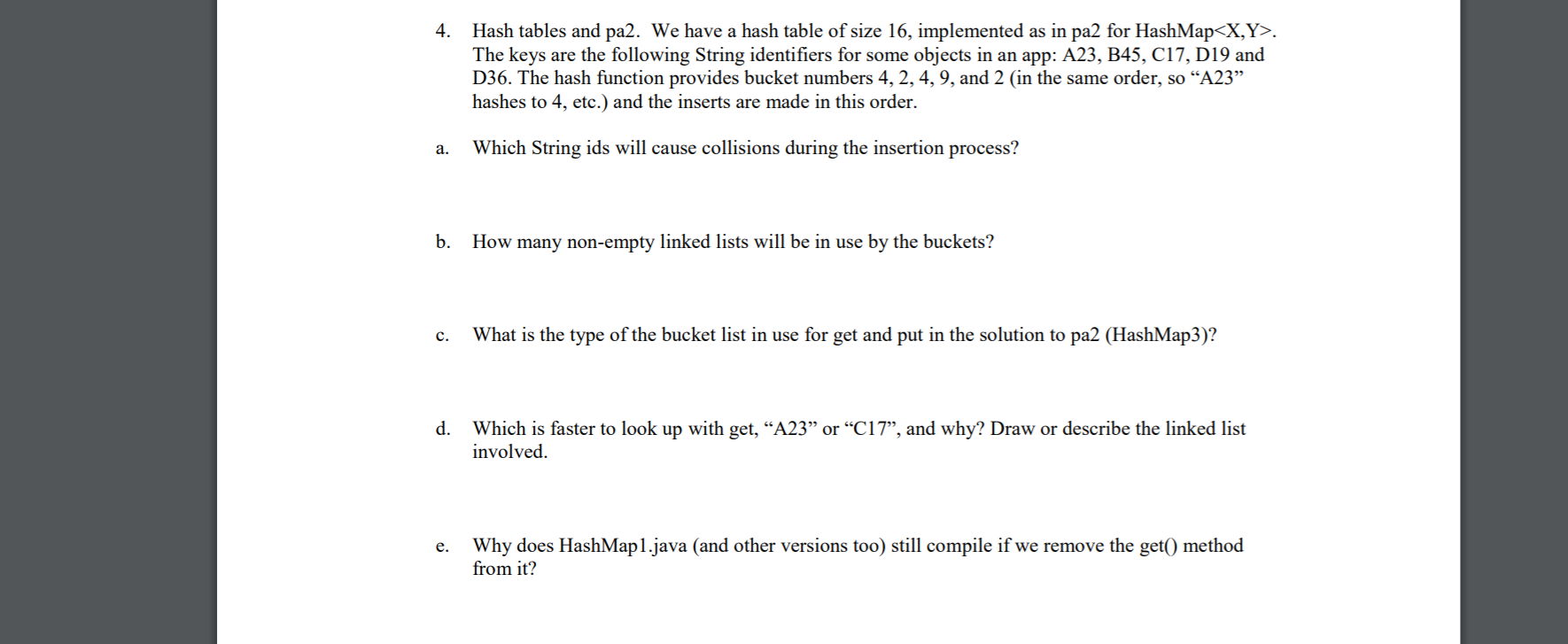 4. Hash tables and pa2. We have a hash table of size | Chegg.com