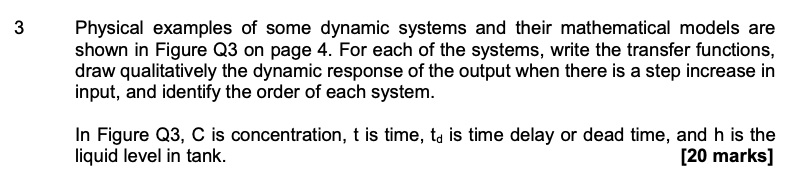 Physical examples of some dynamic systems and their | Chegg.com