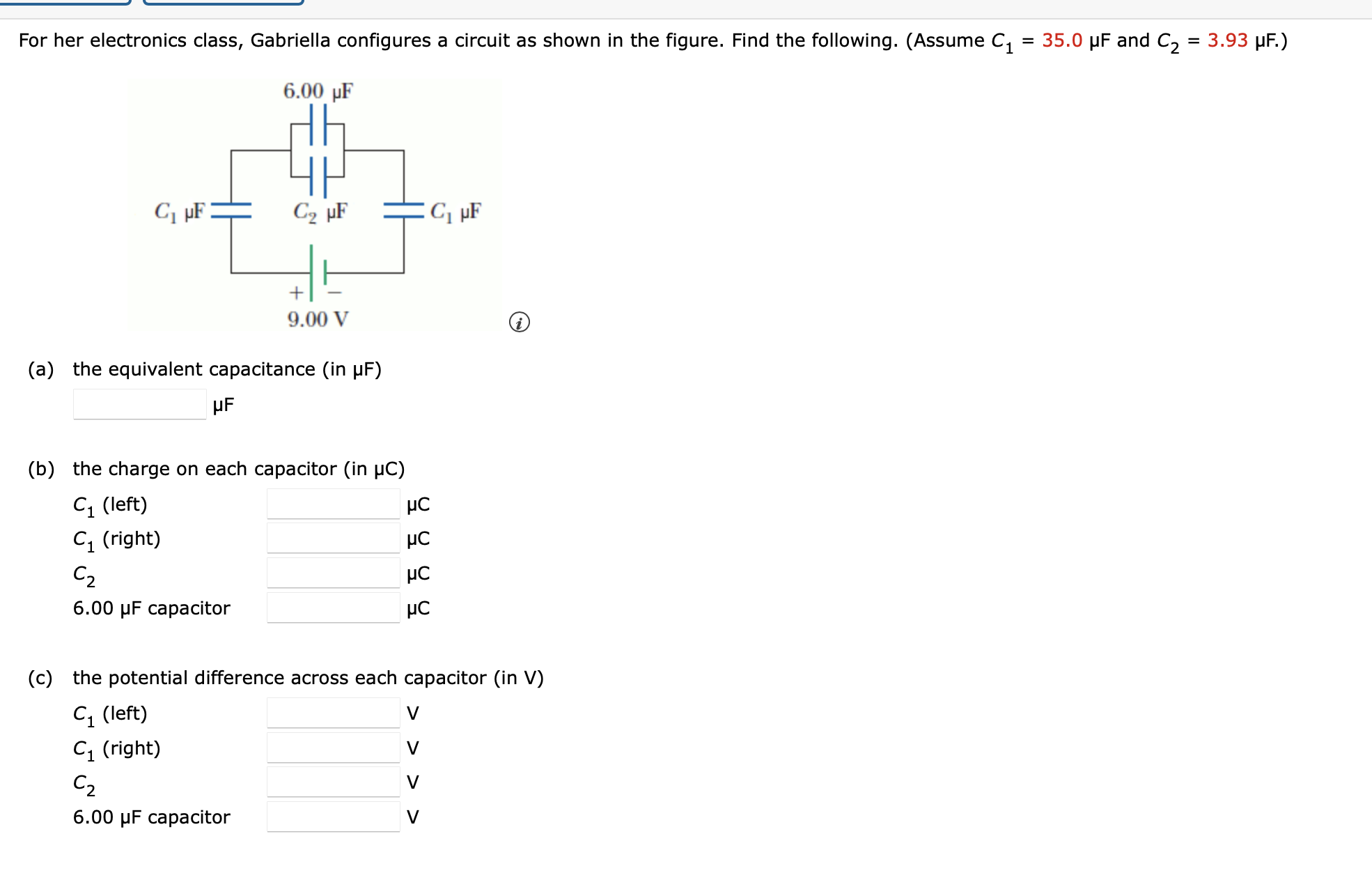 Solved C1=35.0μF ﻿and | Chegg.com