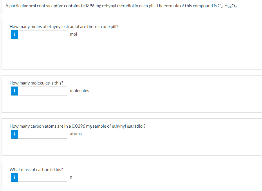 Solved A particular oral contraceptive contains 0.0396mg | Chegg.com