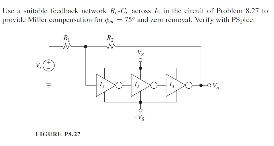 Use a suitable feedback network Rc−Cc across I2 in | Chegg.com