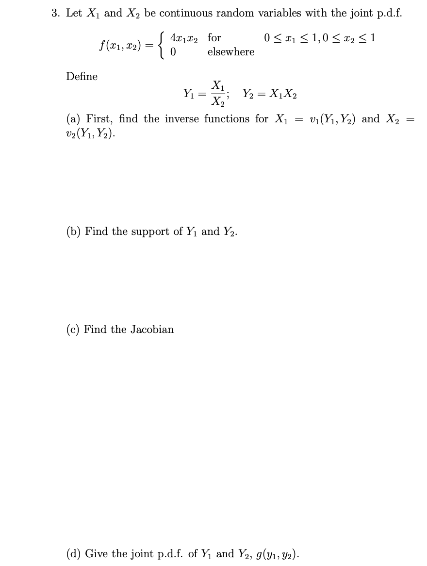 Solved 3. Let X1 and X2 be continuous random variables with | Chegg.com