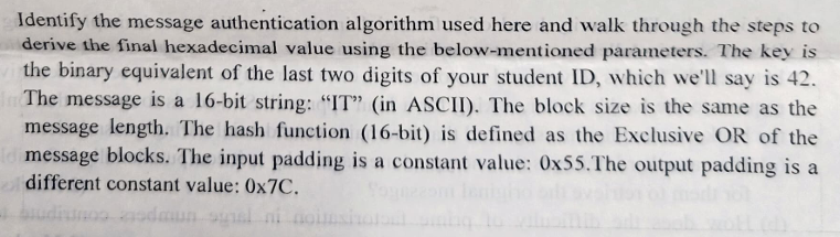 Solved Identify the message authentication algorithm used | Chegg.com